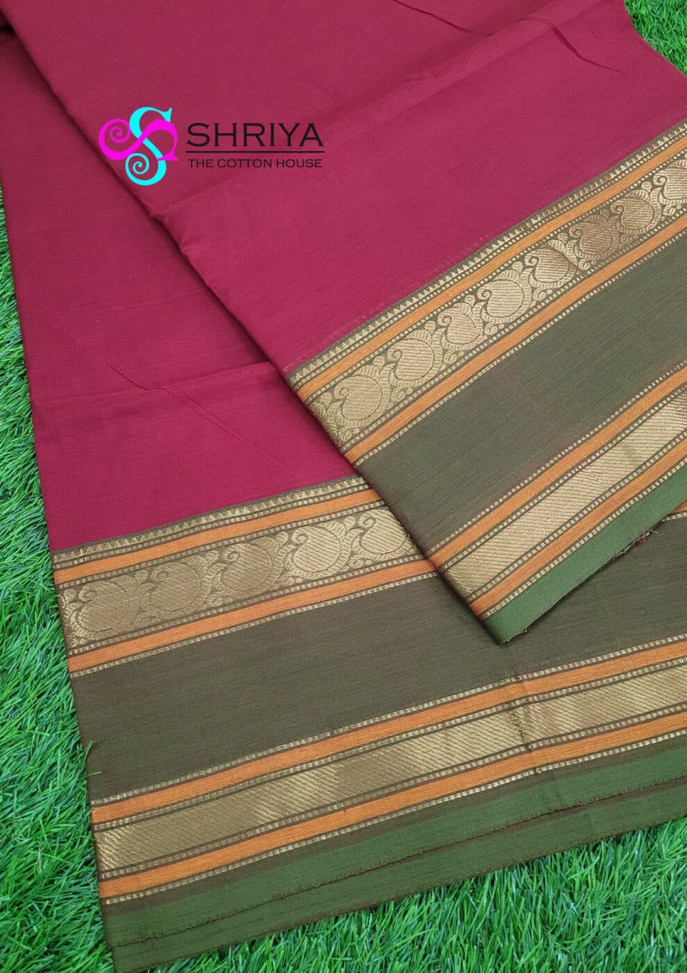 Pure Handloom Chettinad cotton Saree with traditionally weaved border
